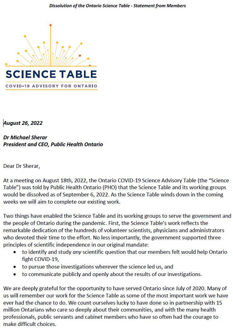Ontario COVID-19 Science Advisory Table